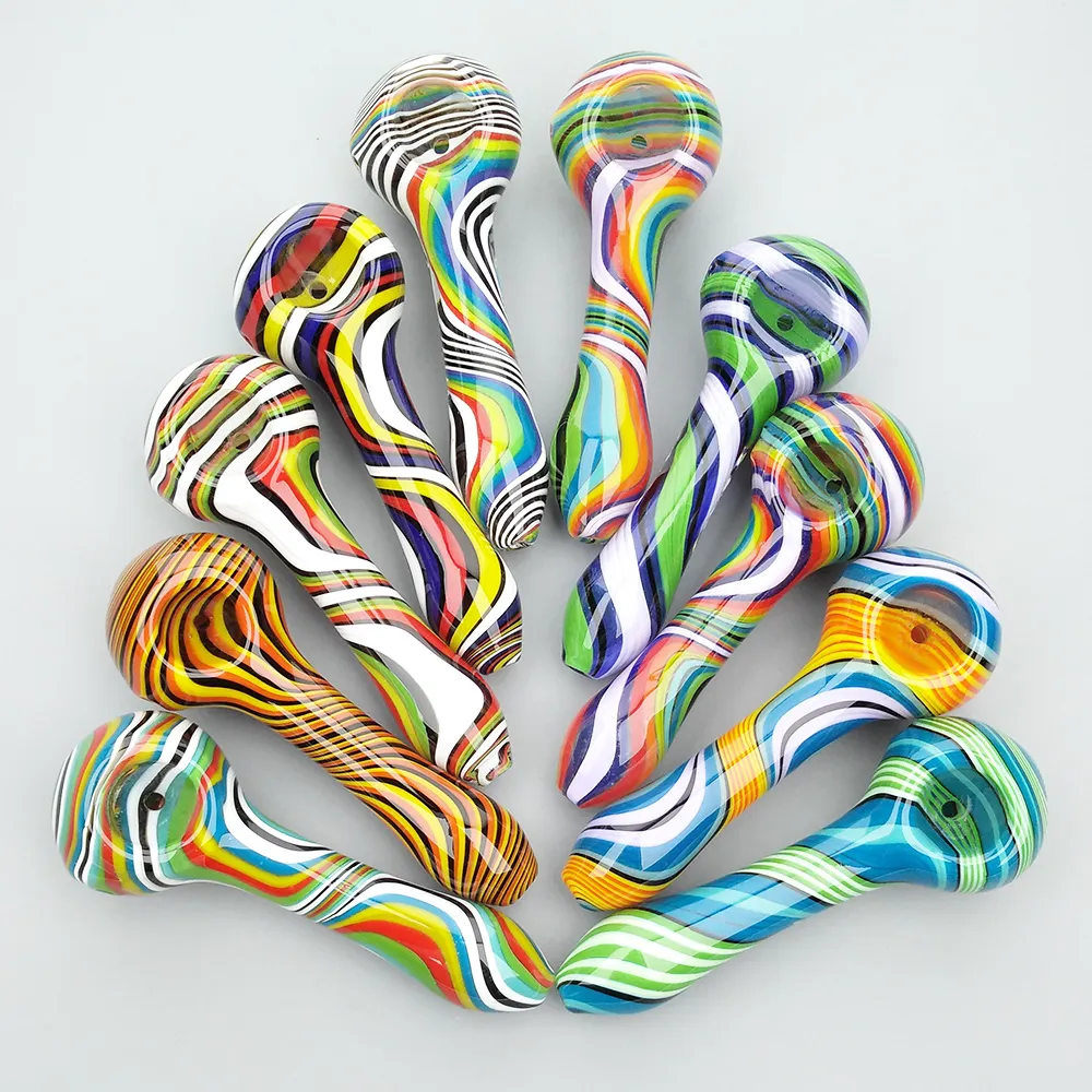 Dry Hand Pipes Rainbow Swirl Pipe 4.5inch Colorful Tobacco Pipe Thick ...