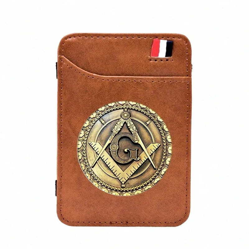 Vintage Classic Master Mas Symbol Printing Leather Magic Wallet BE1227 ...