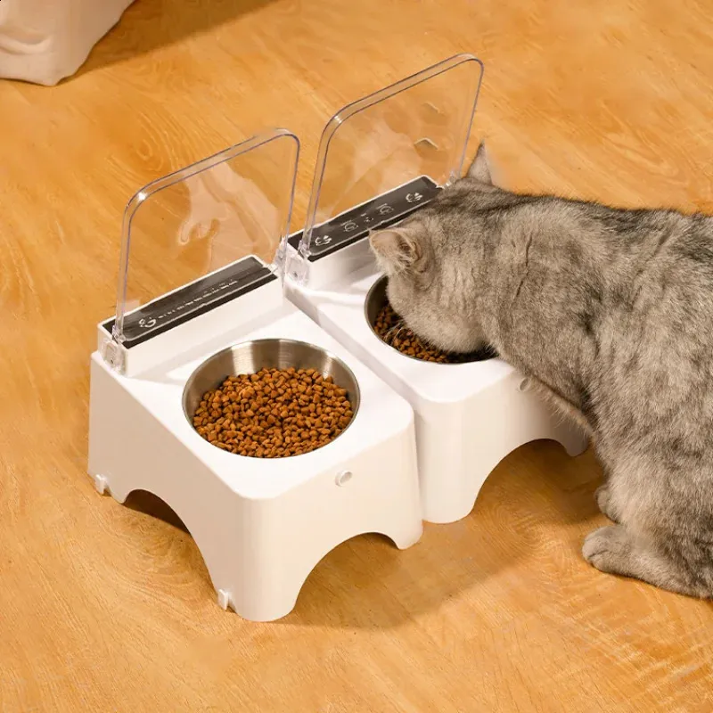 Smart Cat Bowl Pet Feeder Bowl with Infrared Sensor Auto Open Cover for ...