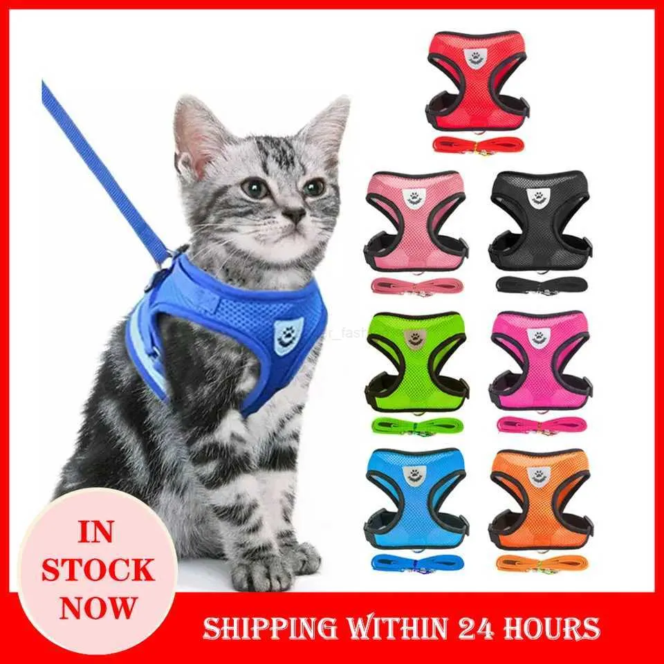 Cat Harness Adjustable Vest and Traction Rope Set Breathable Mesh for ...