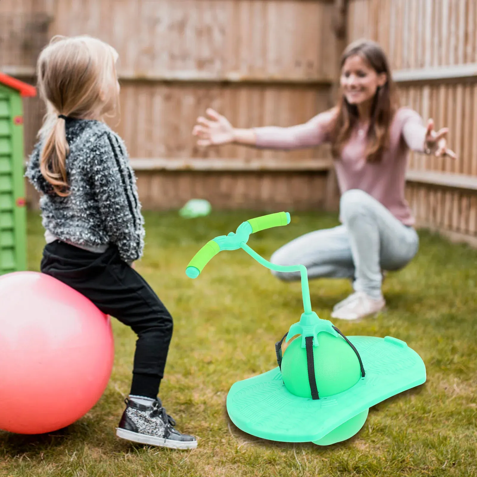 Jumping Ball Toy with Handle & Pump - Fun Outdoor Exercise for Kids ...