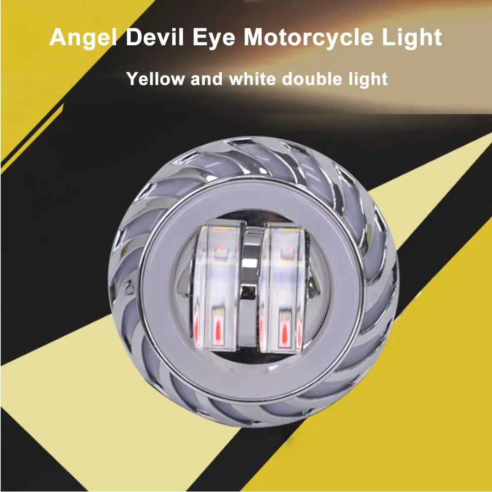 Super Bright LED Motorcycle Headlight - Dual Color Angel Devil Eye ...