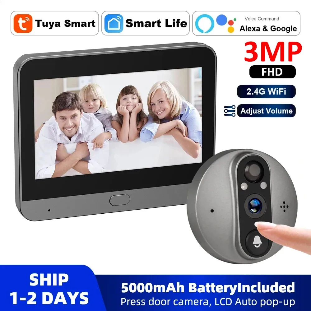 Smart WiFi Peephole Doorbell Camera: Wireless Home Security, Infrared ...