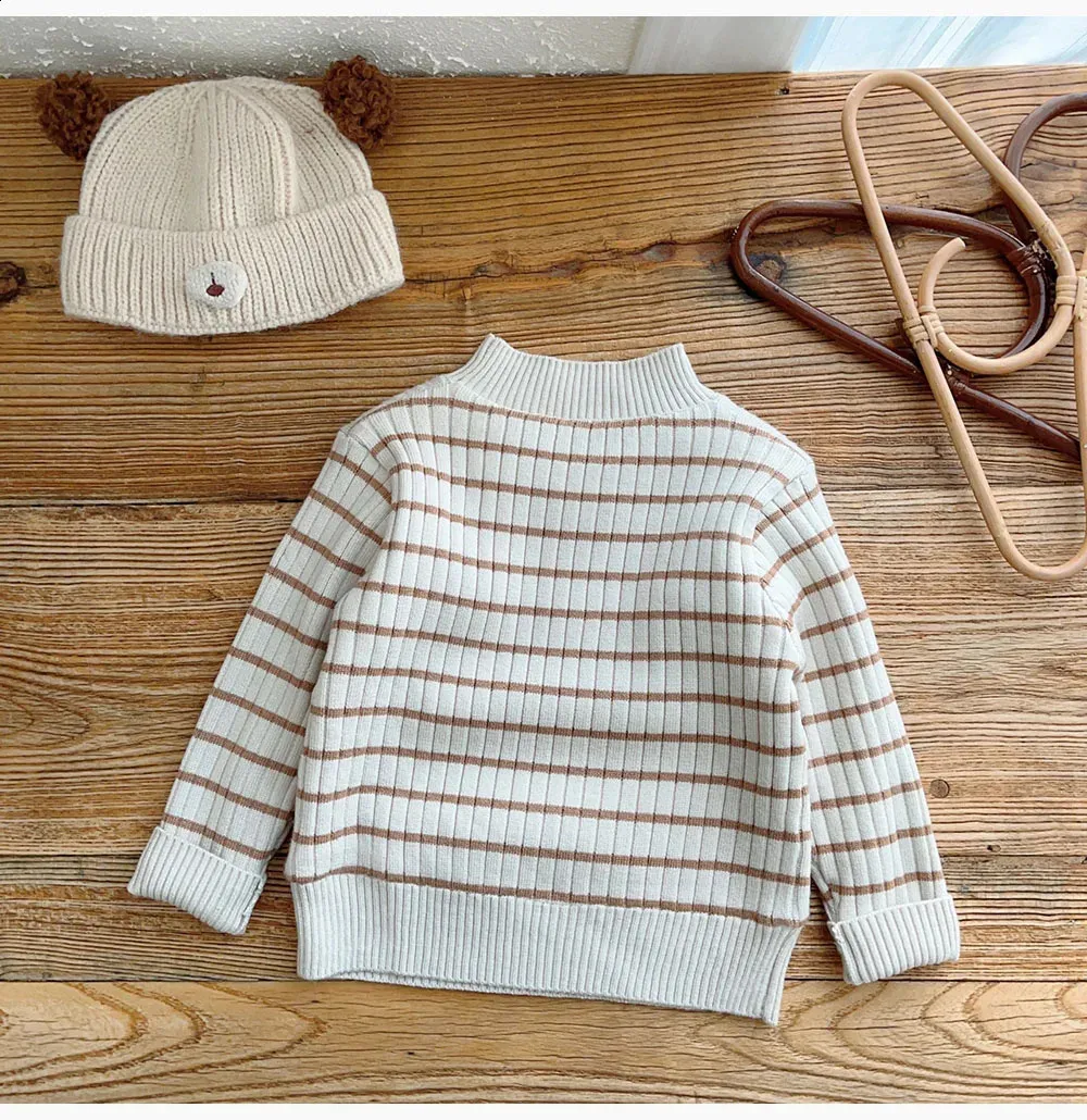 Toddler Kids' Casual Warm Fleece Sweater, Korean Style, Striped Long ...