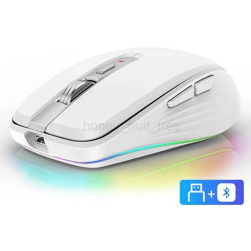 FMOUSE M303 Wireless Mouse Type-C Bluetooth 2.4G Rechargeable RGB with ...
