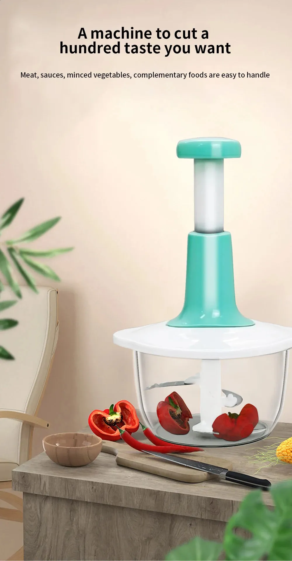 DHgate.com:2-in-1 Push-Pull Manual Food Chopper: Versatile Kitchen Aid ...