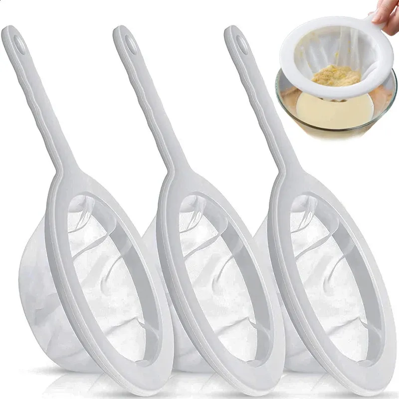 Mesh Washable Nylon Filter Flour Strainer With Handle Spoon Sieve For ...