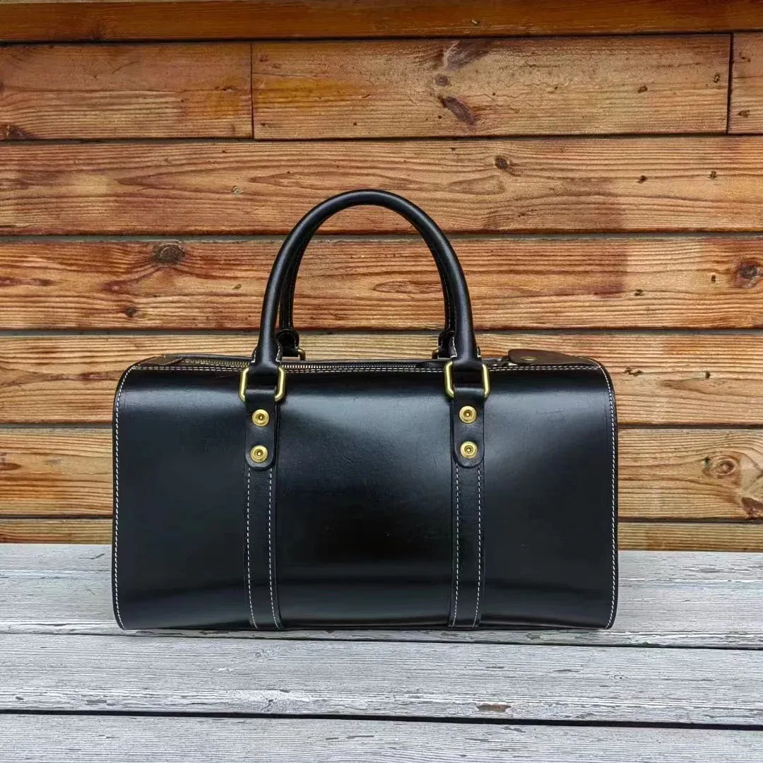 Premium Cowhide Leather Boston Bag: Imported Italian Craftsmanship ...