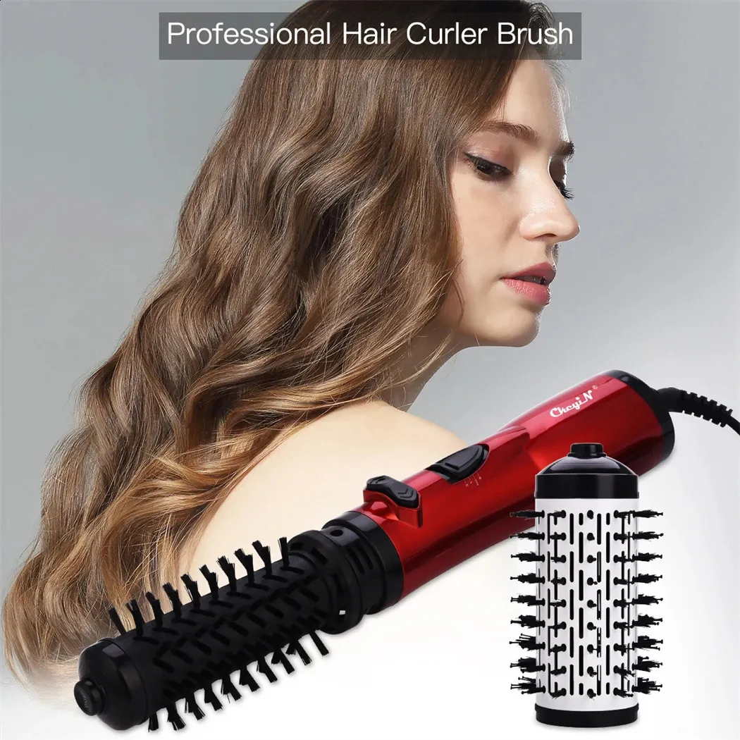 360° Rotating AirFlow Curling Brush Hair Dryer With Replaceable Heads ...