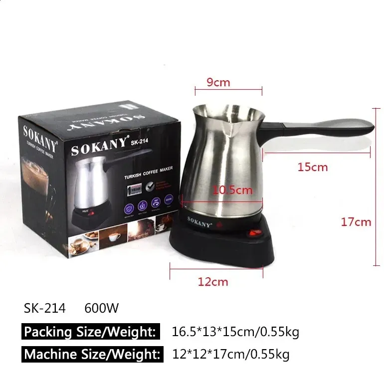 600W Electric Turkish Coffee Maker with 500ml Detachable Stainless ...