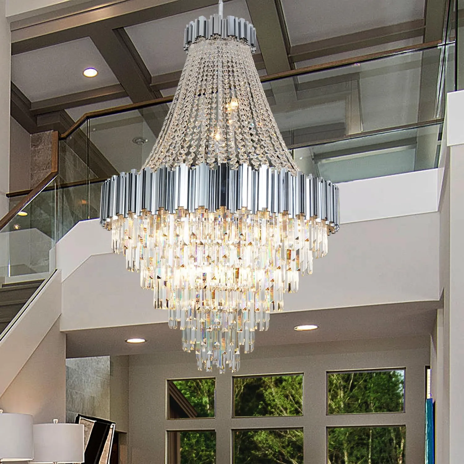 Modern Chandelier Light High Ceiling Foyer Entryway Lighting 21 Lights ...