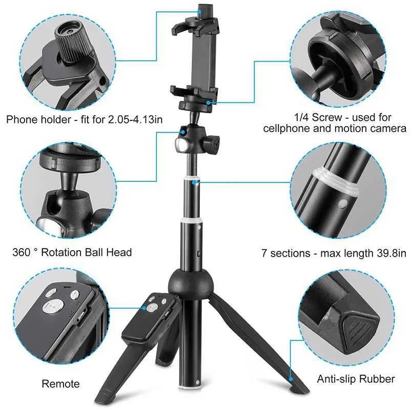 Portable Tripod Selfie Stick with Wireless Bluetooth Remote - Shop Now ...