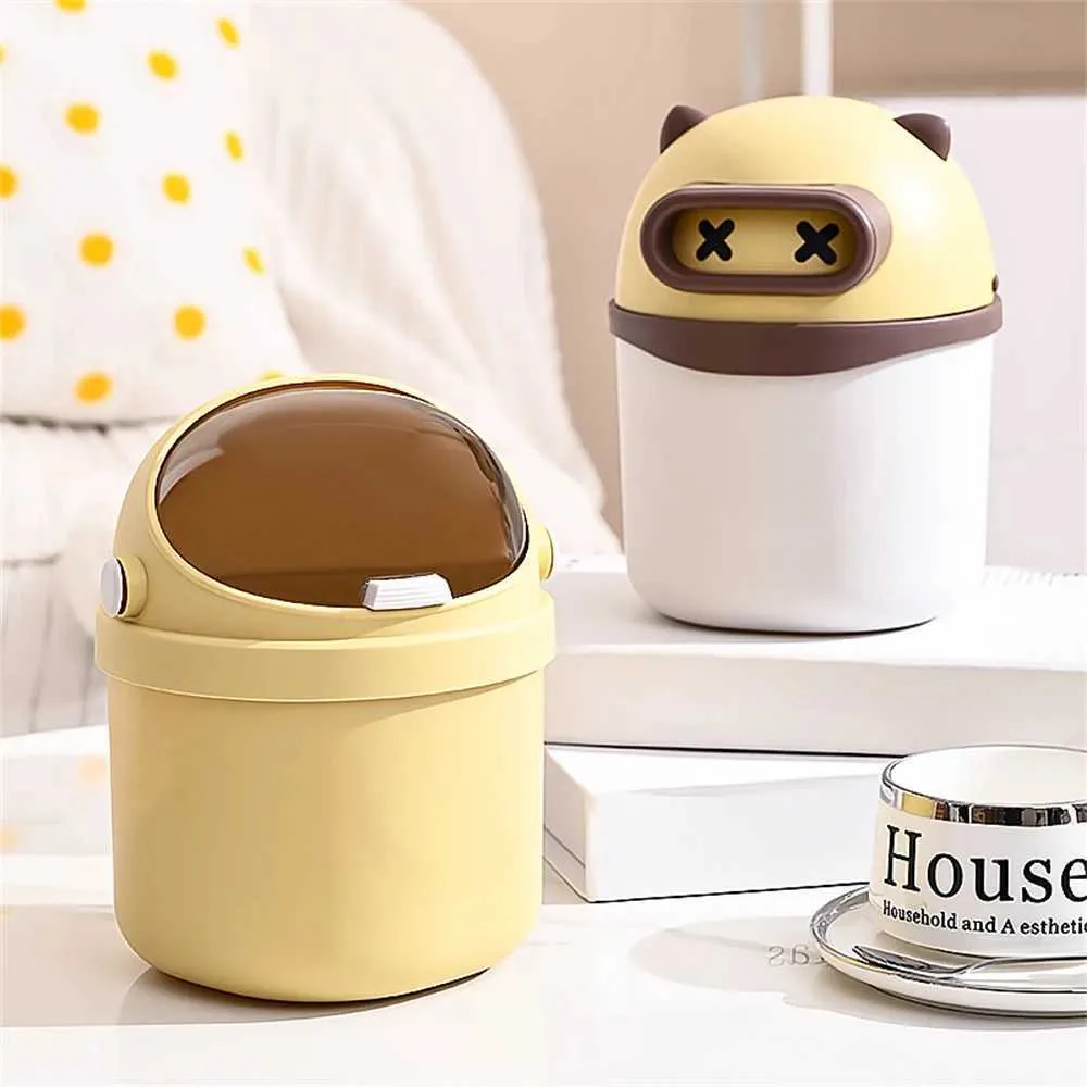 Sleek Plastic Mini Trash Can - Space-Saving & Durable Office ...