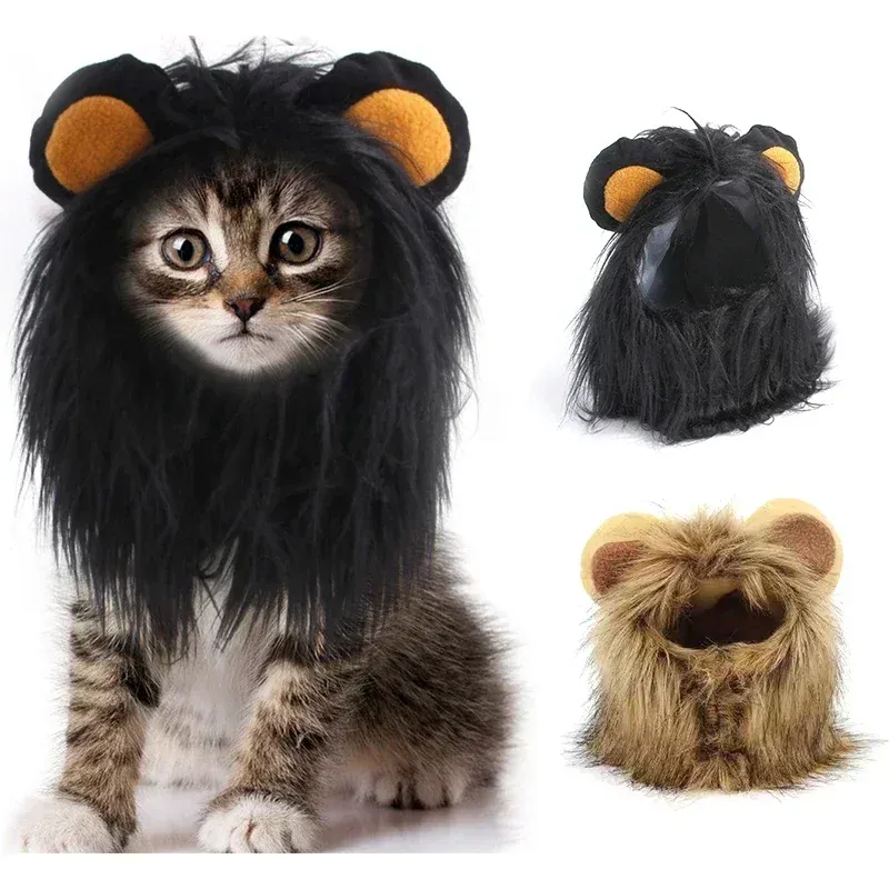 Cute Lion Mane Cat hat with a wig Cosplay Costume for Puppy Kitten ...