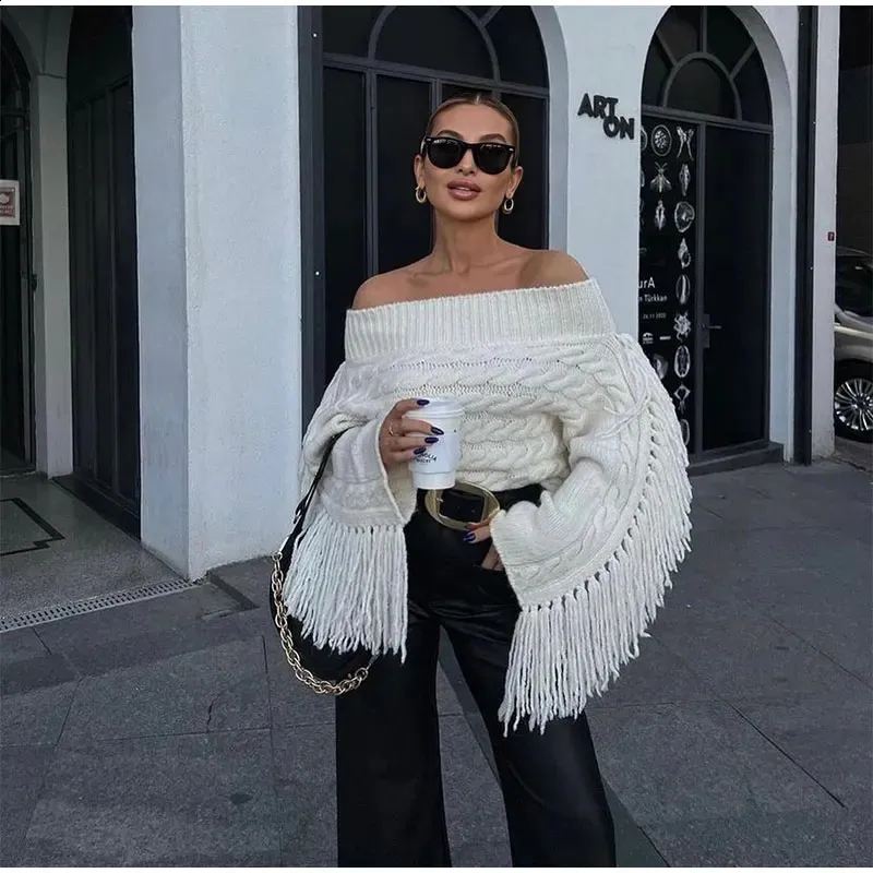 Off-White Womens Loose Fit Acetate Pullover Sweater with Hooded Collar ...