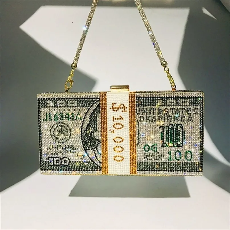 Creative Fashion Rhinestone Money Clutch Evening Shoulder Bag With ...