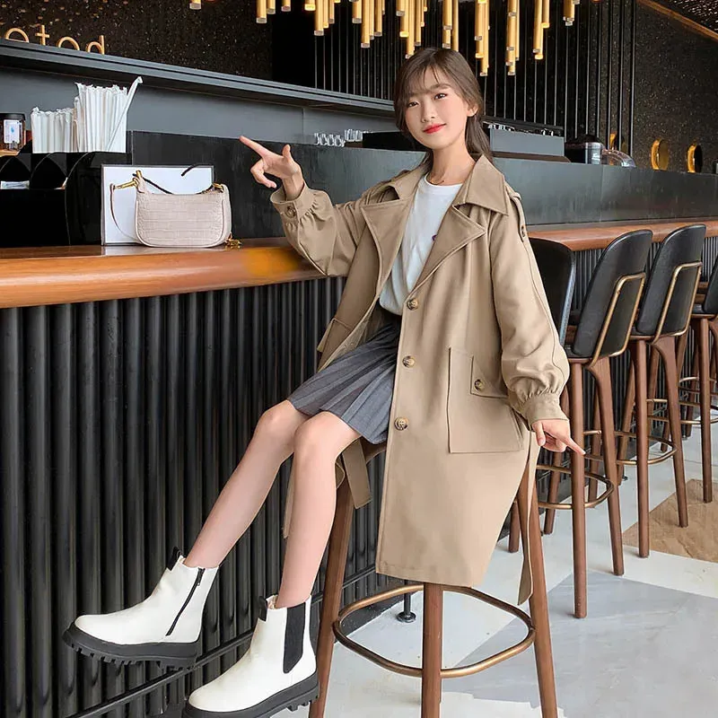 DHgate.com:Girls Khaki Trench Coats - Stylish Teen Windbreaker for ...