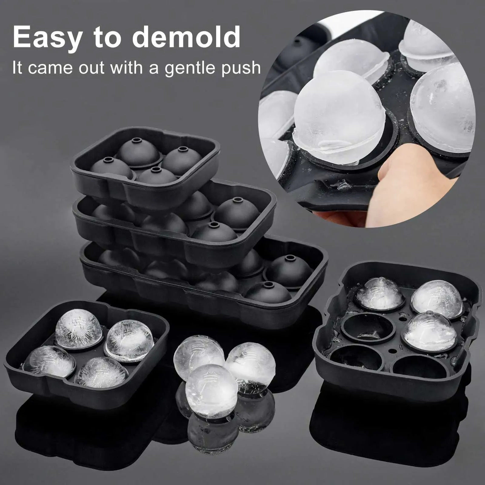 Large Ice Cube Molds - Round & Square Shapes! Premium Silicone Trays ...