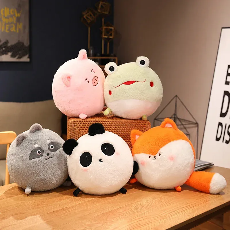 Funny Round Stuffed Animals Plush Pillow Cute Fluffy Bunny Frog Panda ...
