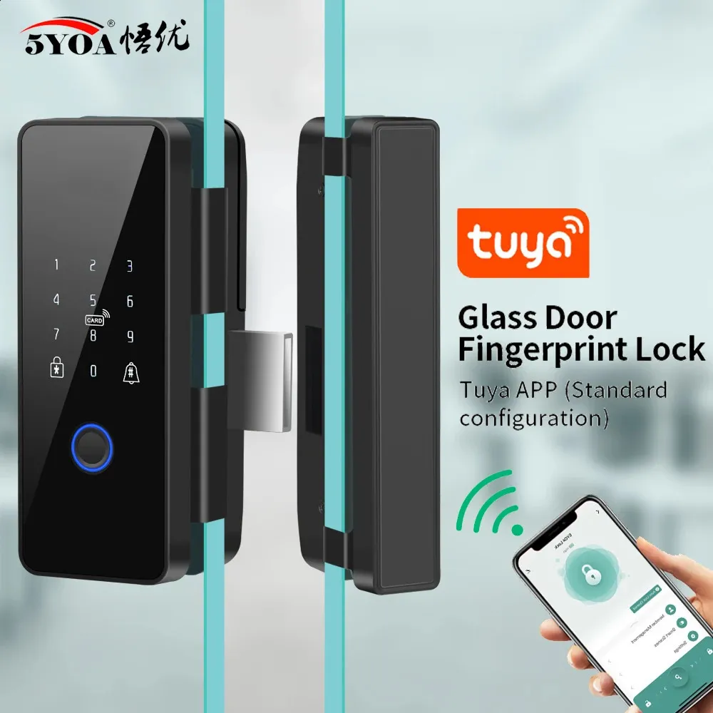 Smart Glass Door Lock: Biometric Fingerprint, App & RFID Unlock ...