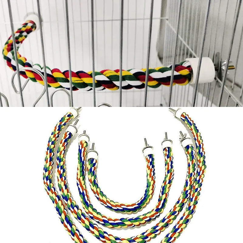 Parakeet Toys, Toys For Parrots: Colorful Cotton Rope Bird Perch ...