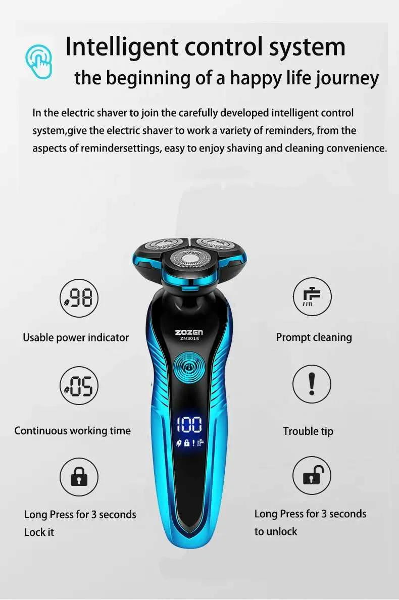 Waterproof Electric Beard Trimmer - Dual-Purpose Wet/Dry Shaver for Men ...