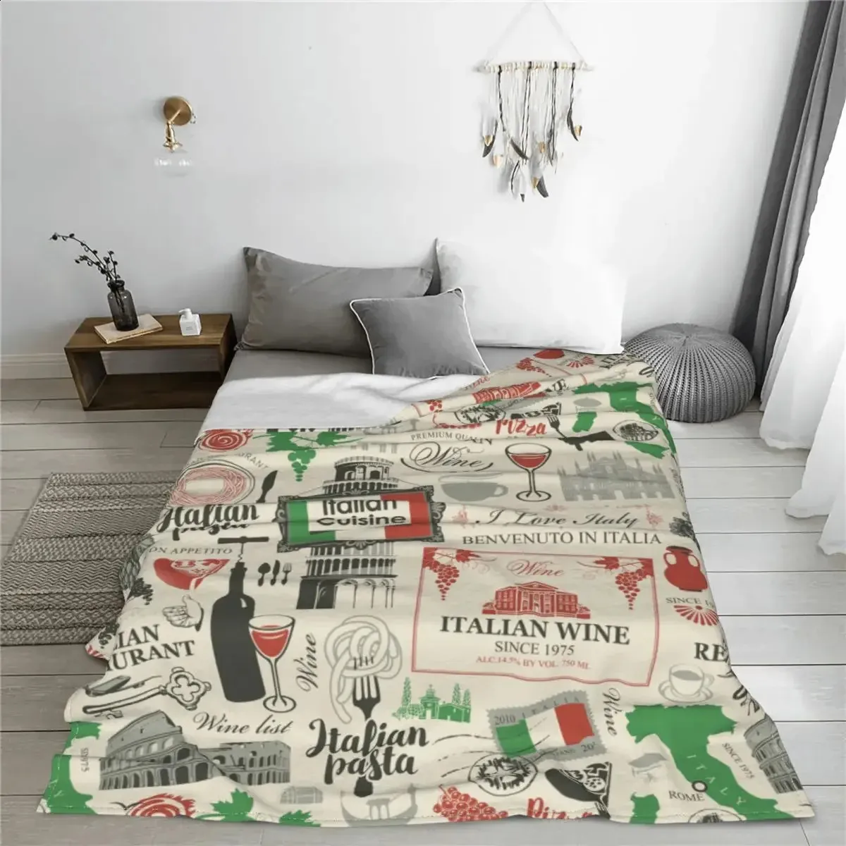 Retro Style Italy Italian Flag Blankets Fleece Autumn/Winter Portable ...