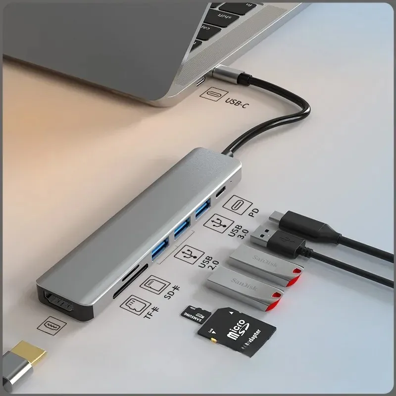 Thunderbolt 3 USB C Hub Type C Splitter Docking Station With RJ45 For ...