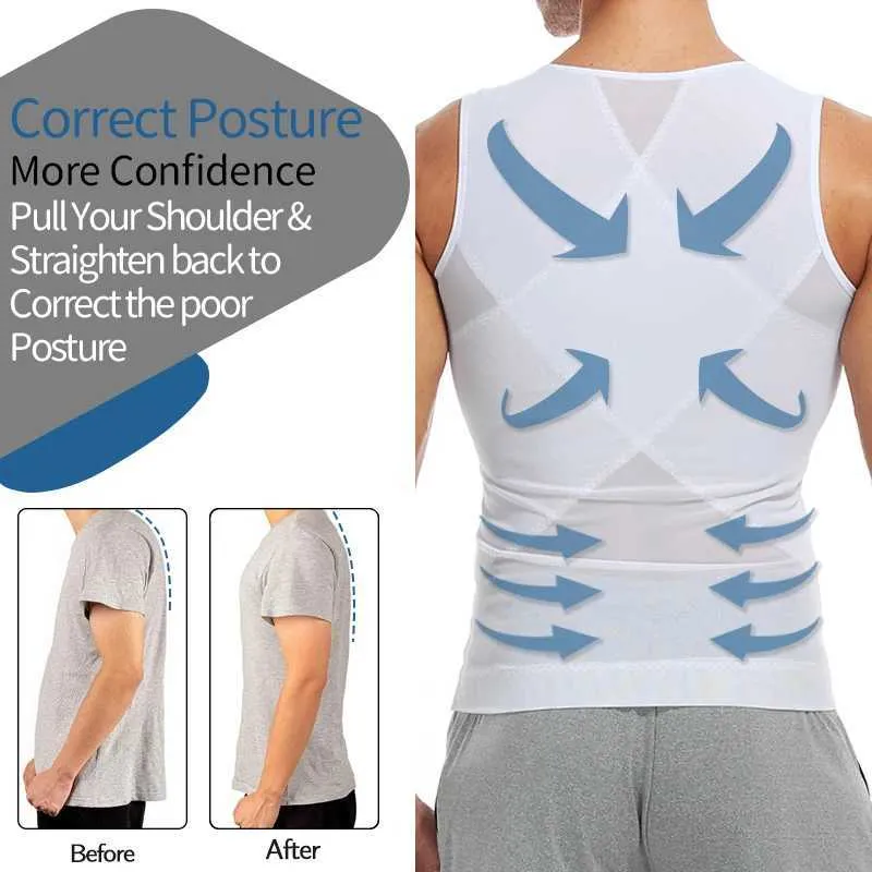 Men's Compression Shirt: Tummy Control Shapewear for Gym, Fitness ...