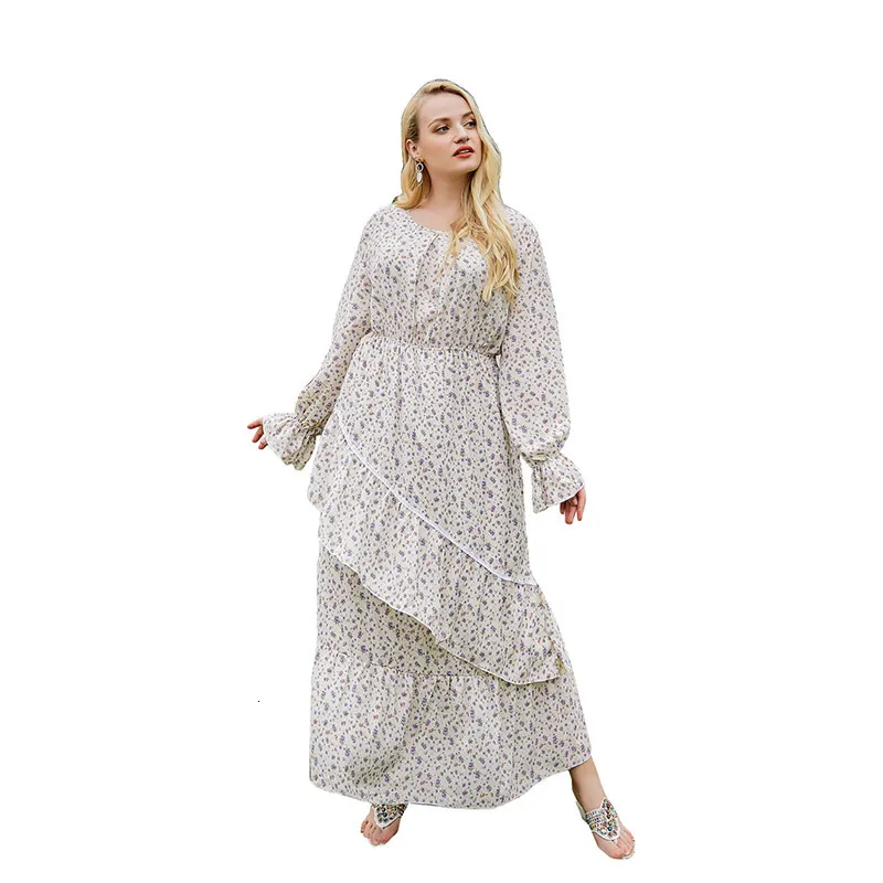 Elegant Women's Long Flowered Dress - Asymmetrical Sleeves, Spring ...