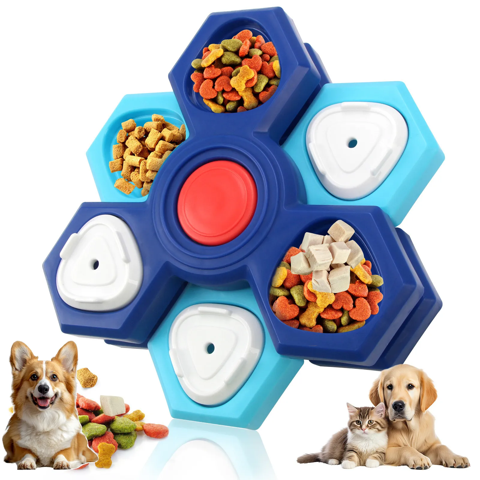 Interactive Dog Food Puzzle Feeder - Slow Feeding Wheel, Treat ...