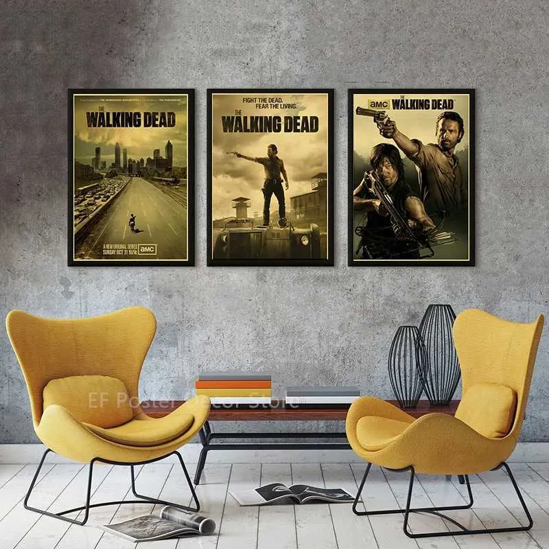 The Walking Dead Poster Rick Grimes/Daryl Dixon Glass Vintage Retro ...