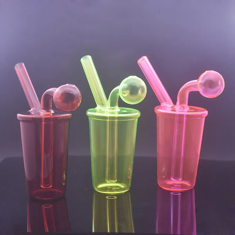 Hand Bubbler Oil Burner Pipe Mini Glass Bongs Percolator Diffuser Water ...