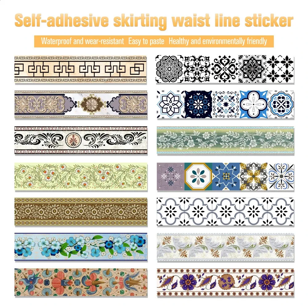 10cm24m Selfadhesive Waist Line Decorative Strip Bathroom Skirting ...