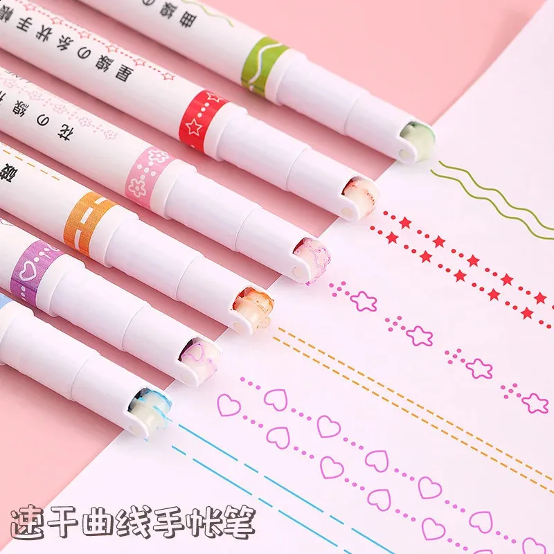 Wholesale Love Nebula Dot 6 Curve Wave Line Art Marking Pen Set With ...
