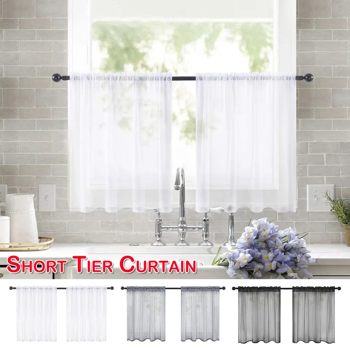 DHgate.com:Gauzy Sheer Kitchen Waffle Weave Curtains for Windows ...