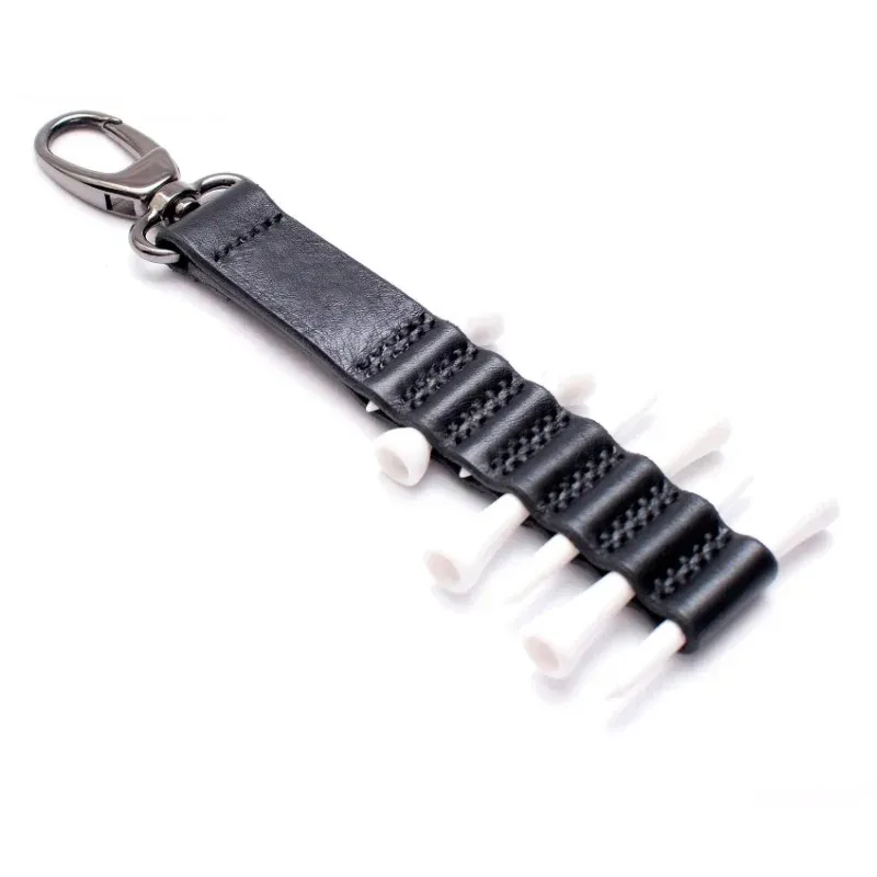 Black PU Leather Golf Tee Holder Keychain with 7 Holes - Tee Organizer ...
