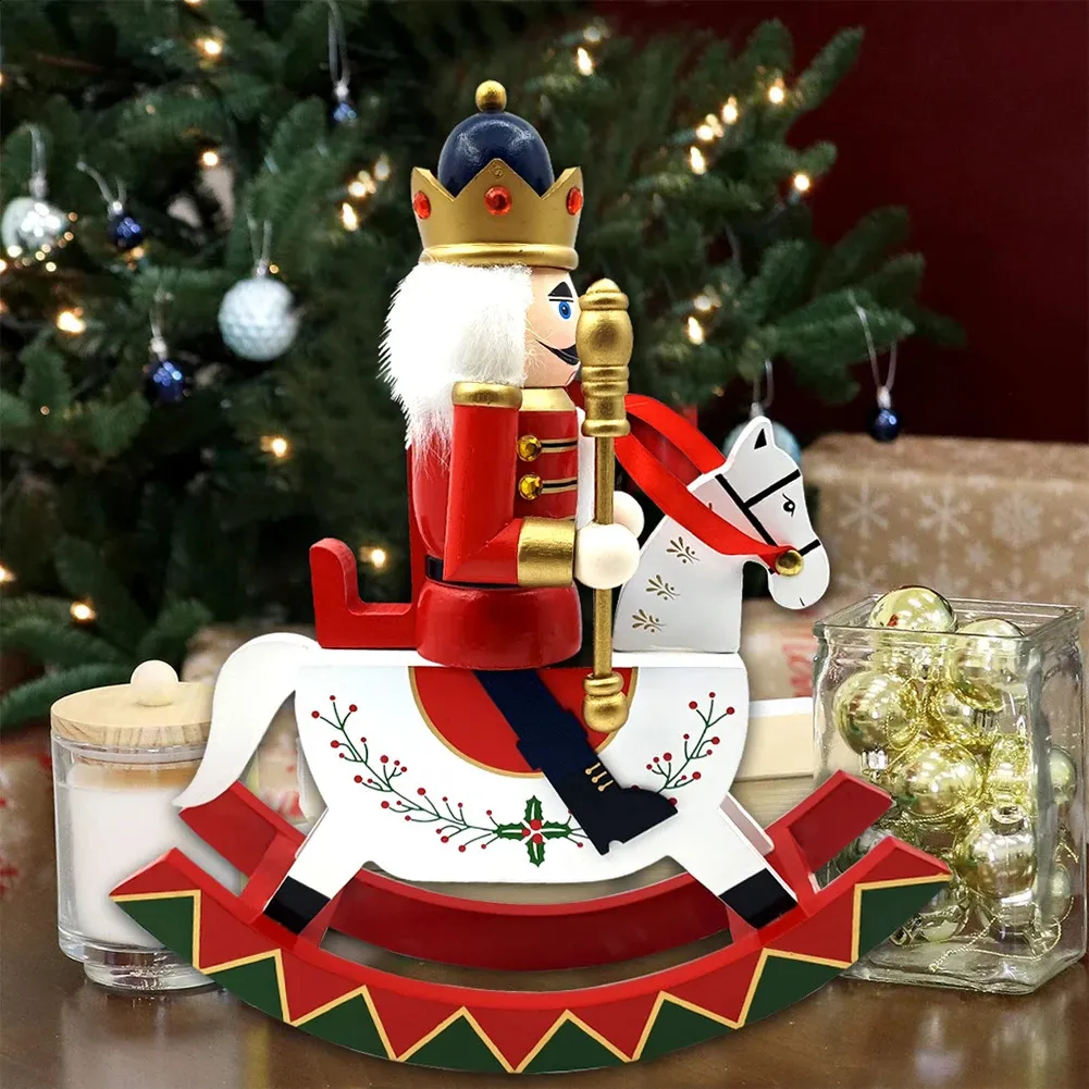 Wooden Rocking Horse Nutcracker: Xmas Tabletop Decor, Rustic Home ...