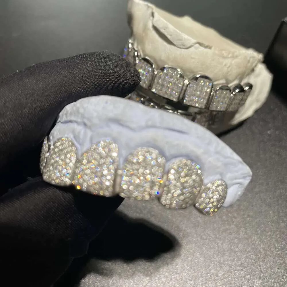 Custom Gold Grillz Teeth with Skeleton Pattern and White Agate Stones ...