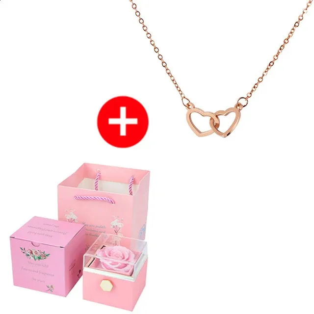 Eternal Rose Jewelry Box - Rotating Ring & Necklace Storage Case ...