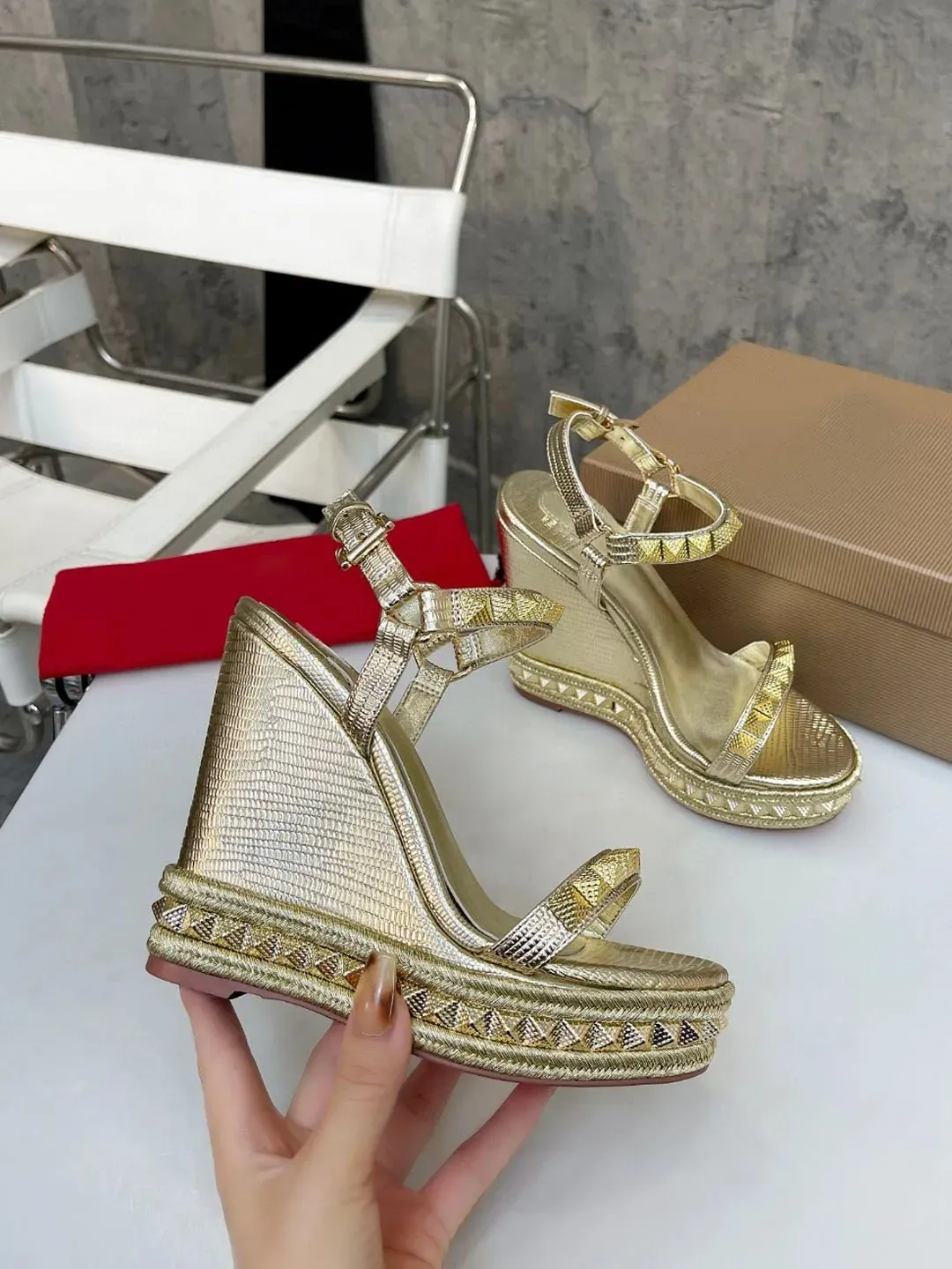 Designer Platform Sandals: Women's High Heel Shoes with Rivets ...