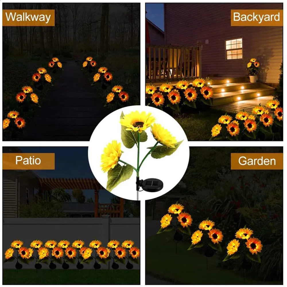 Waterproof LED Solar Sunflower Rose Flower solar...