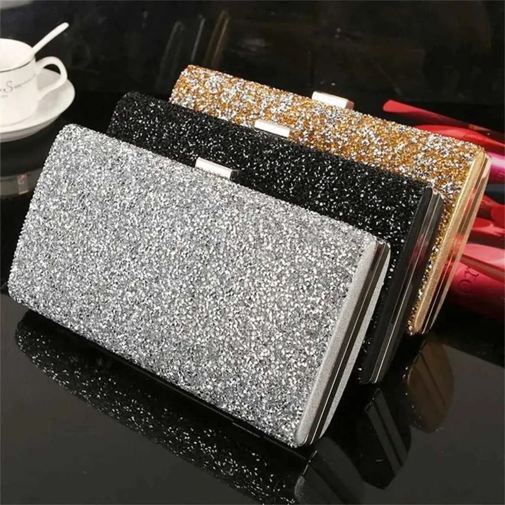 Diamond Sequin Evening Clutch Bag - Gold/Silver - Wedding Party Handbag ...