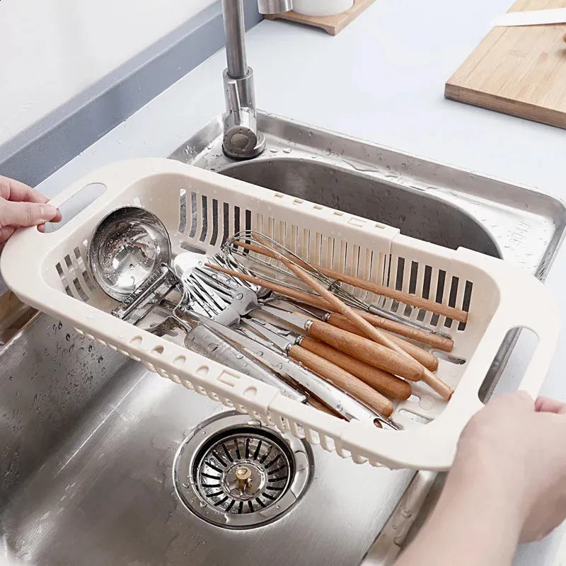 Kitchen Retractable Sink Drain Rack Drain Basket Dish Shelf Multi ...