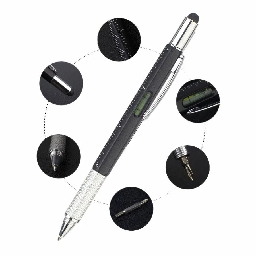 6-in-1 Multi-Tool Pen: Stylus, Screwdriver, Ruler, Level, Ballpoint ...