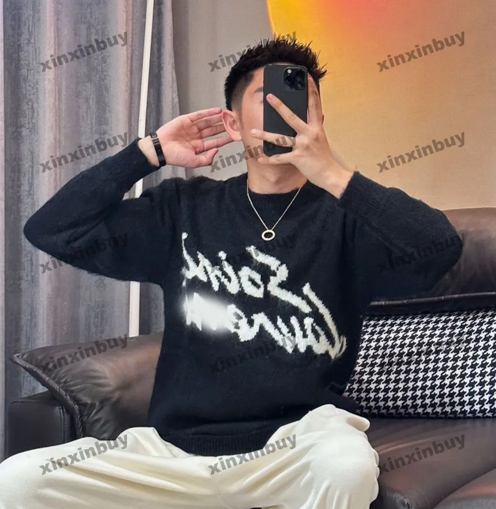 Luxury Jacquard Sweater - Stylish Cursive Design, Premium Knit, Unisex ...