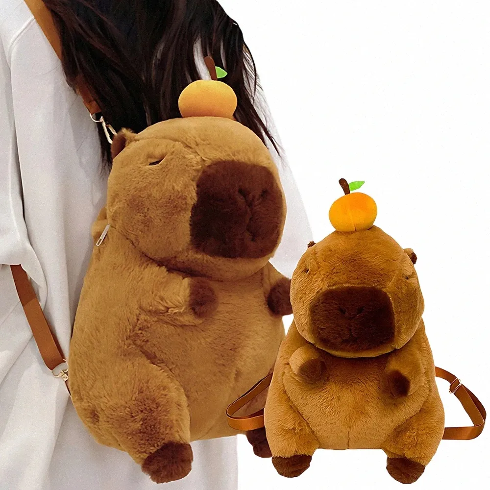 Kawaii Capybara Plush Backpack Furry Animal Shoulder Bag Mini Knapsack ...