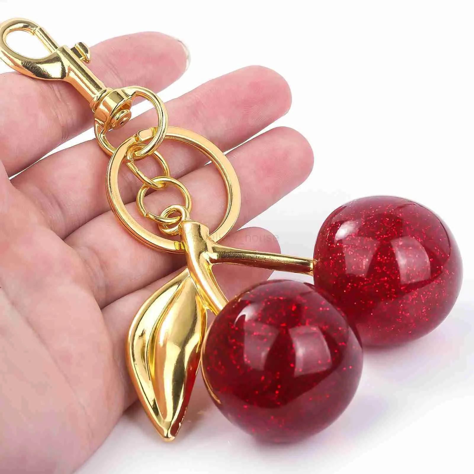 Red Cherry Keychain - Summer Fruit Pendant Keyring for Women & Men ...