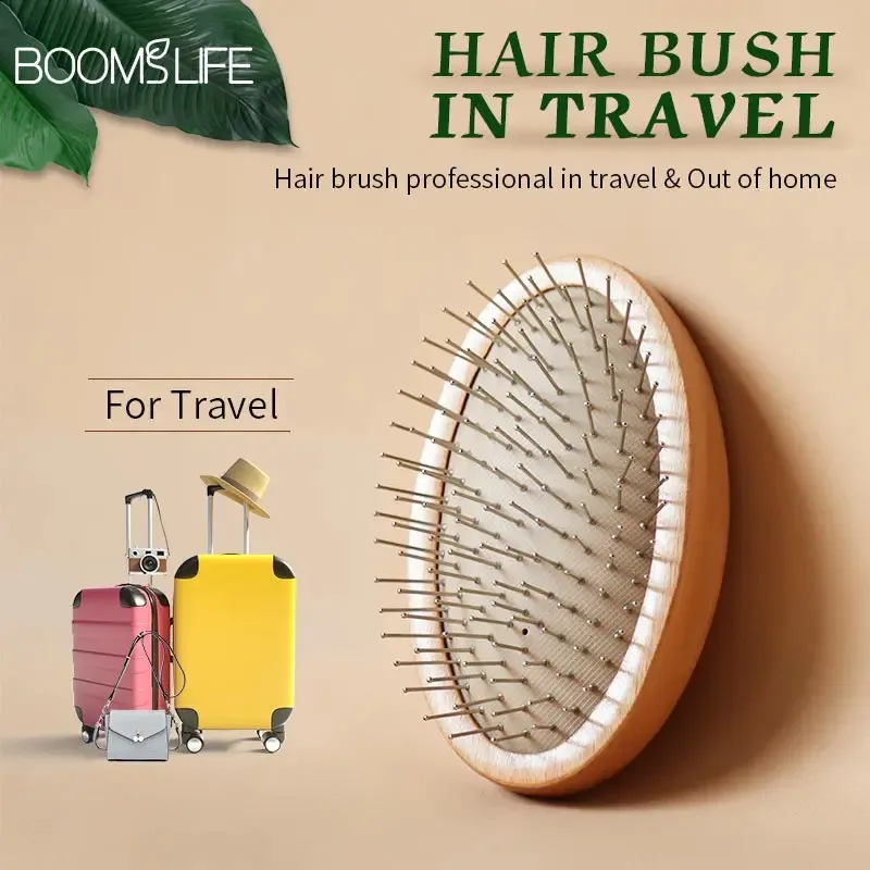 Pocket Hair Brush with Steel Needle & Wood Handle - Scalp Massage ...