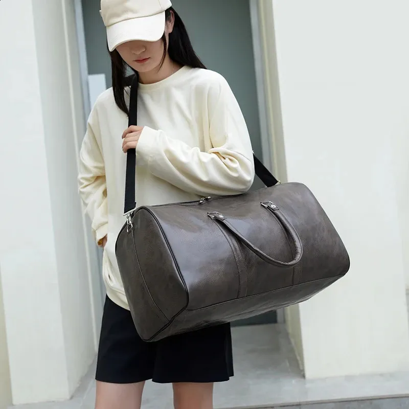 Large Faux Leather Shoulder Duffle Bag - Perfect for Travel & Sports ...
